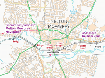 Melton Mowbray Navigation and Oakham Canal - FREE Maps - Waterway Routes