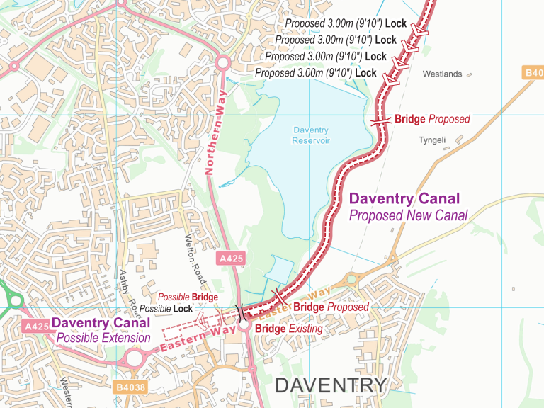 Daventry Canal (Proposed) Maps - Waterway Routes