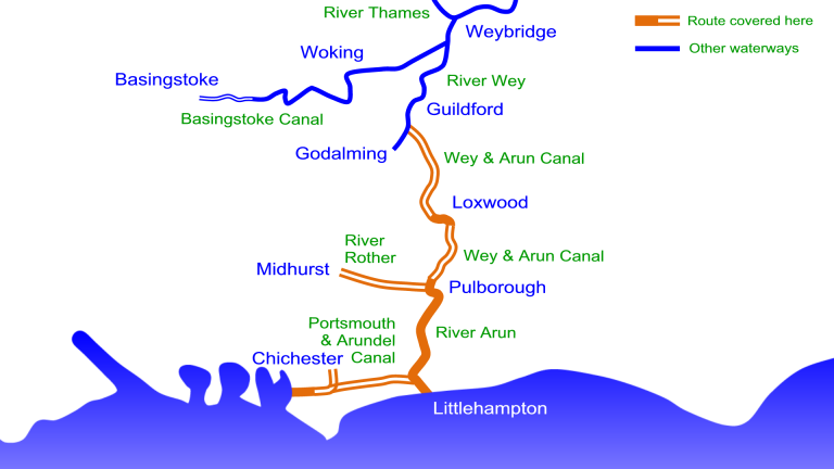 Wey & Arun Canal (Restoration) Maps - FREE - Waterway Routes