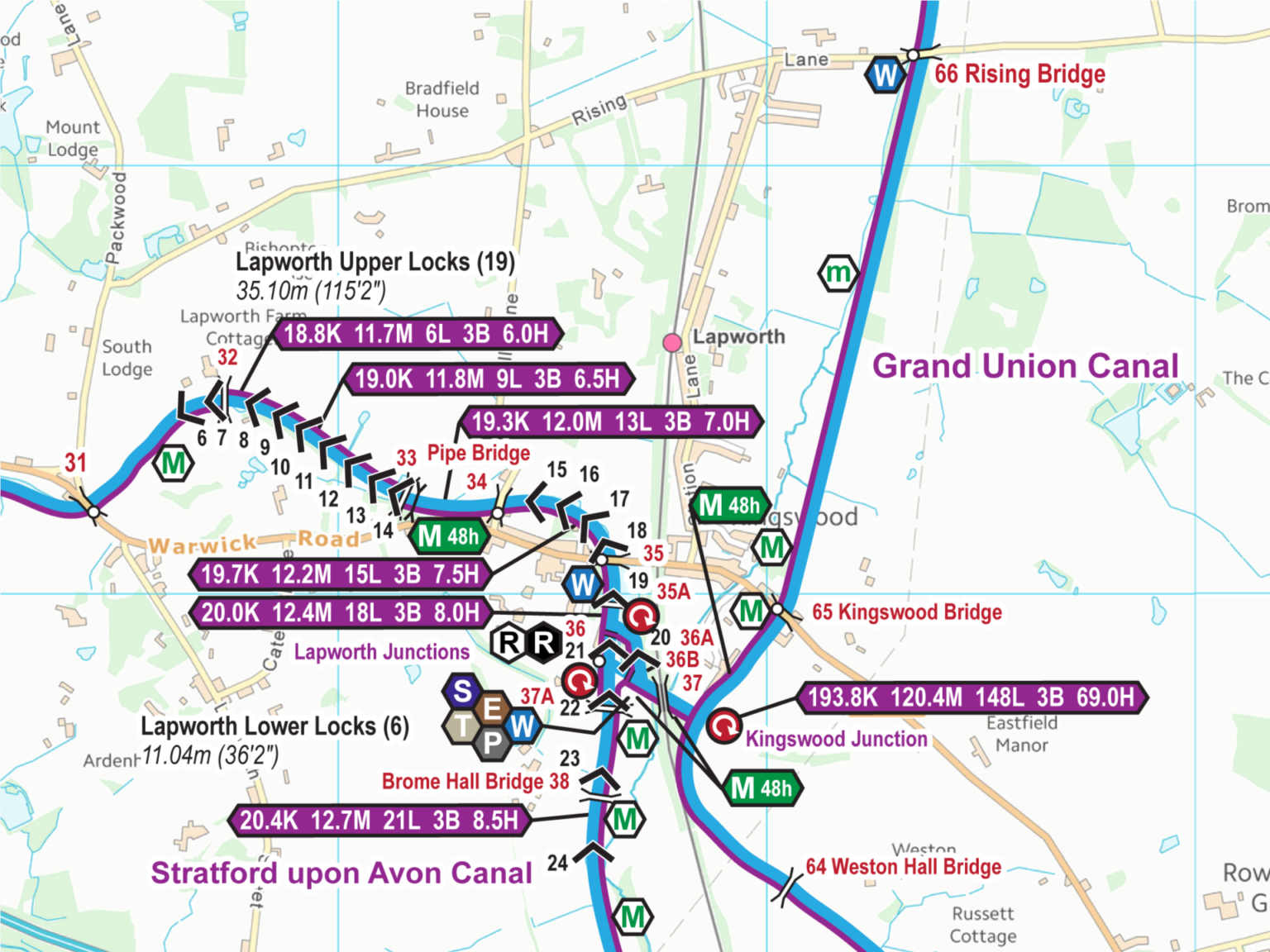 Grand Union Canal (All) Map for Download - Waterway Routes