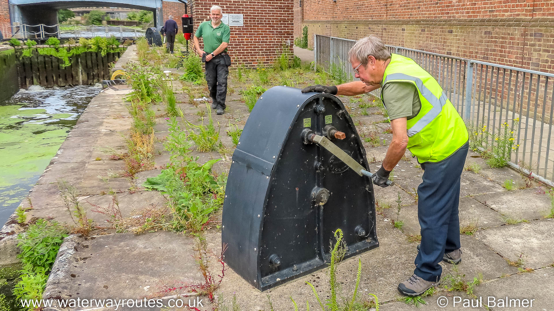 Opening the bottom gates on Castle Mills Lock - Waterway Routes